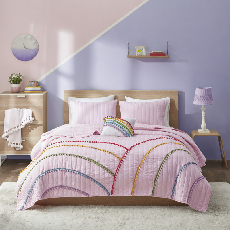 Dakota Fields Juniper Pink Microfiber 3 Piece Coverlet Bedspread Set